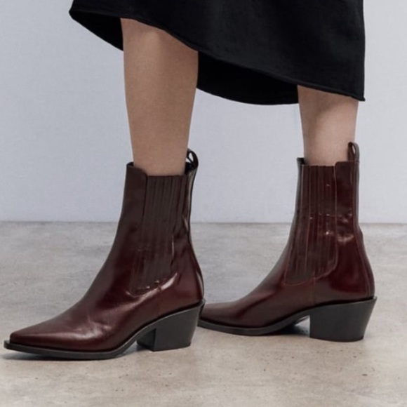 Zara | Shoes | Zara Burgundy Boots 75 Good Condition Used | Poshmark